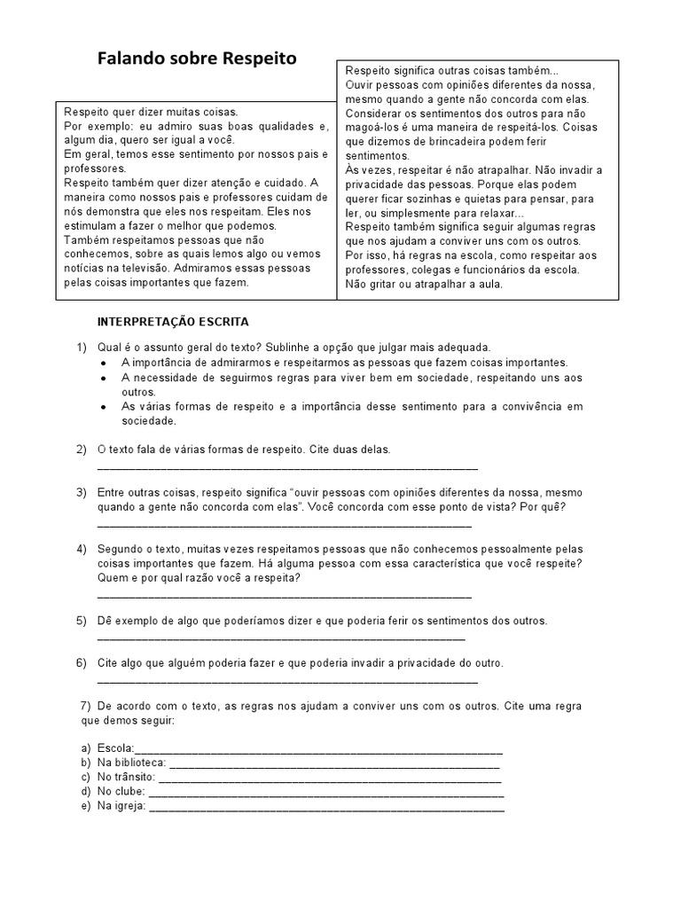 Falando Sobre Respeito | PDF | Sentimento