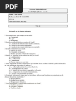 Examen QCM D - Audit | PDF | Audit | Risque