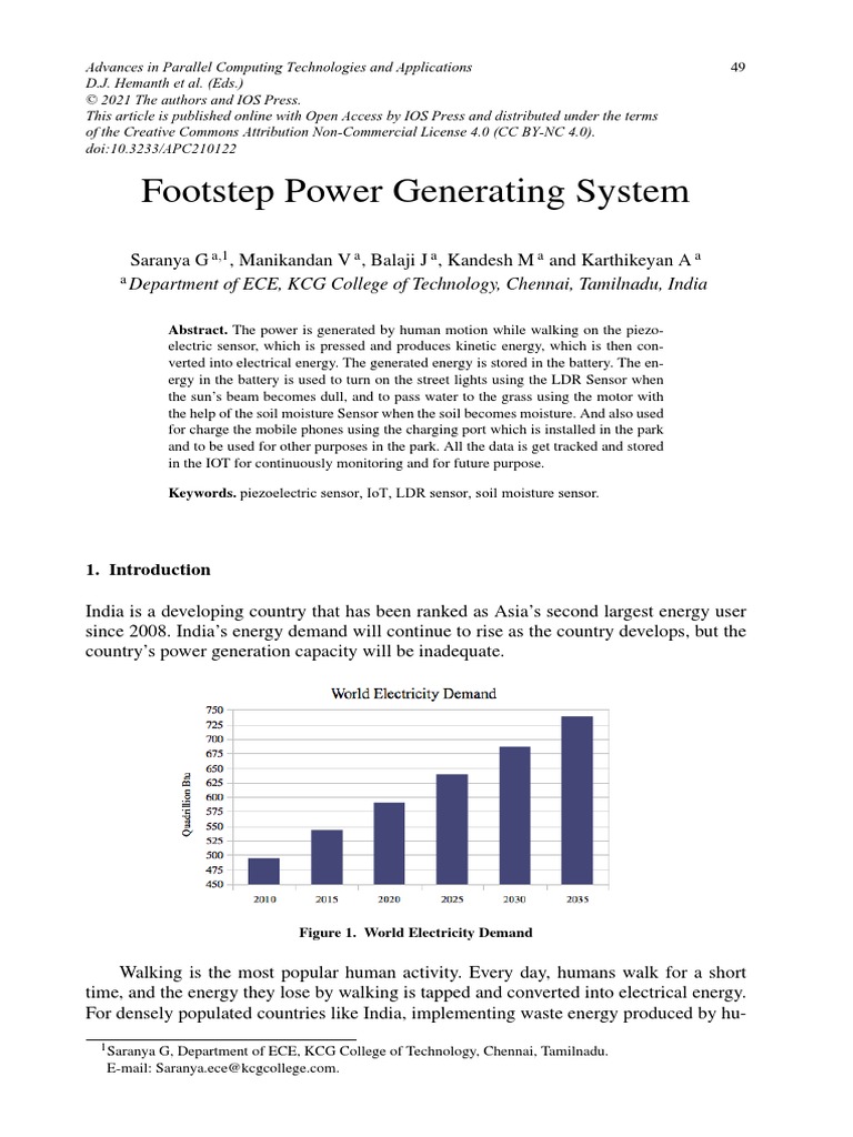 Footstep Power Generating System | PDF | Internet Of Things | Piezoelectricity