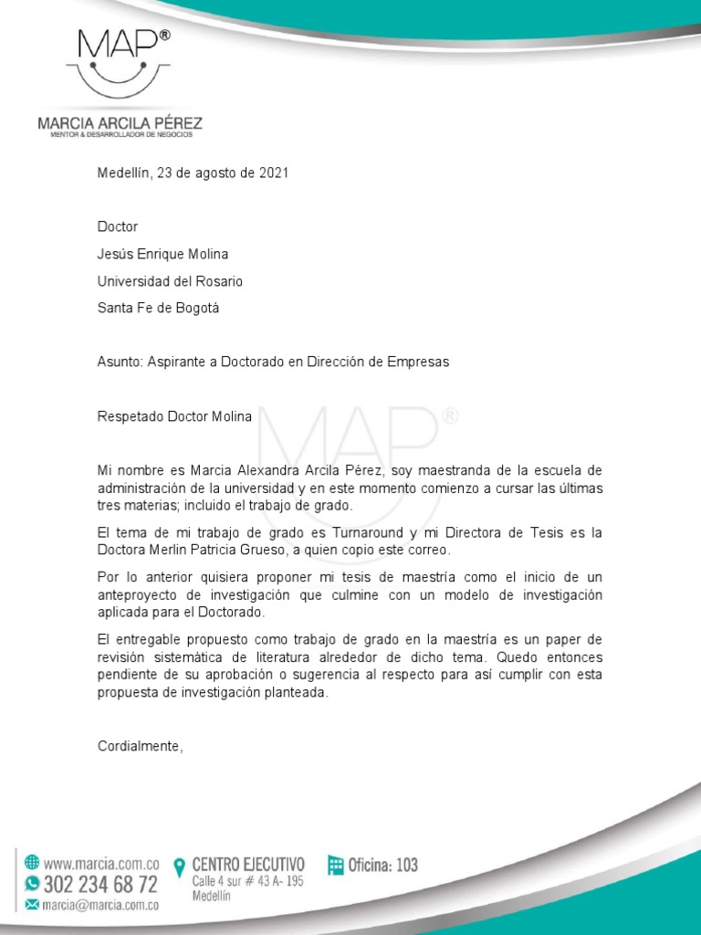 Carta Aspirante A Doctorado | PDF