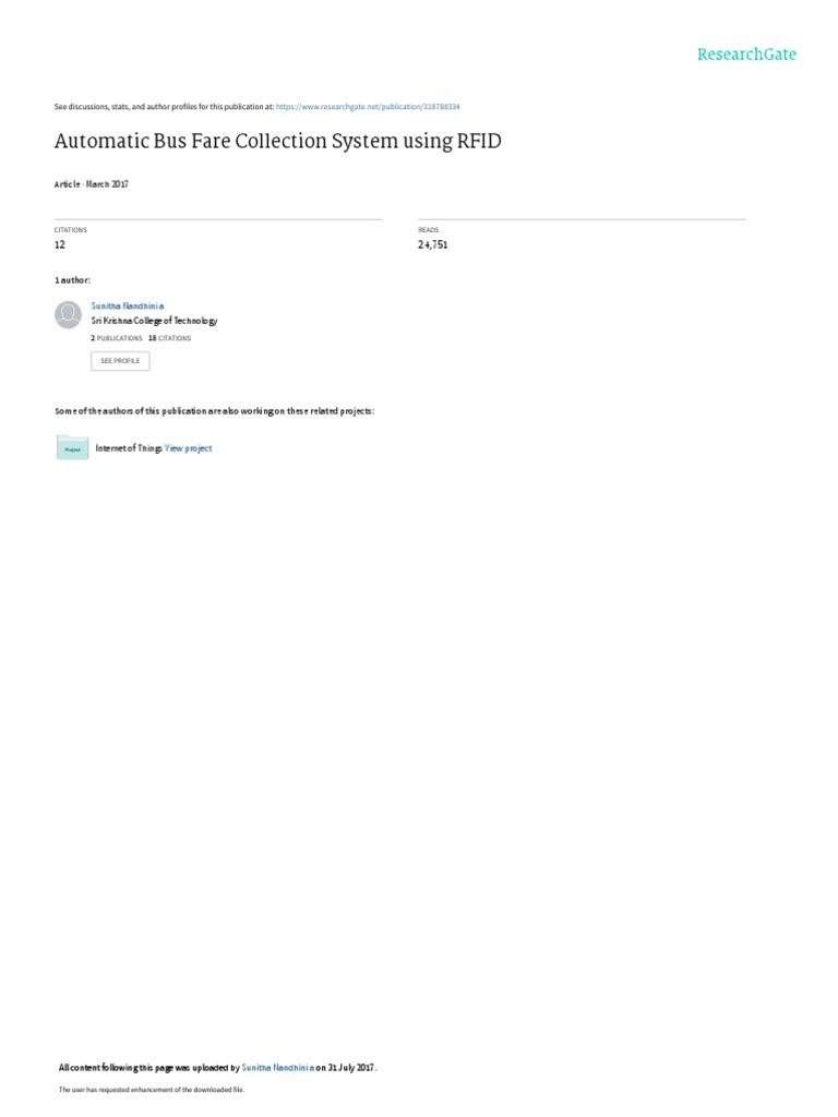 Automatic Bus Fare Collection System Using RFID: March 2017 | PDF ...