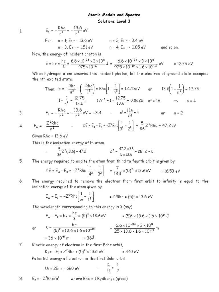 Atomic Models and Spectra | PDF | Chemistry | Particle Physics