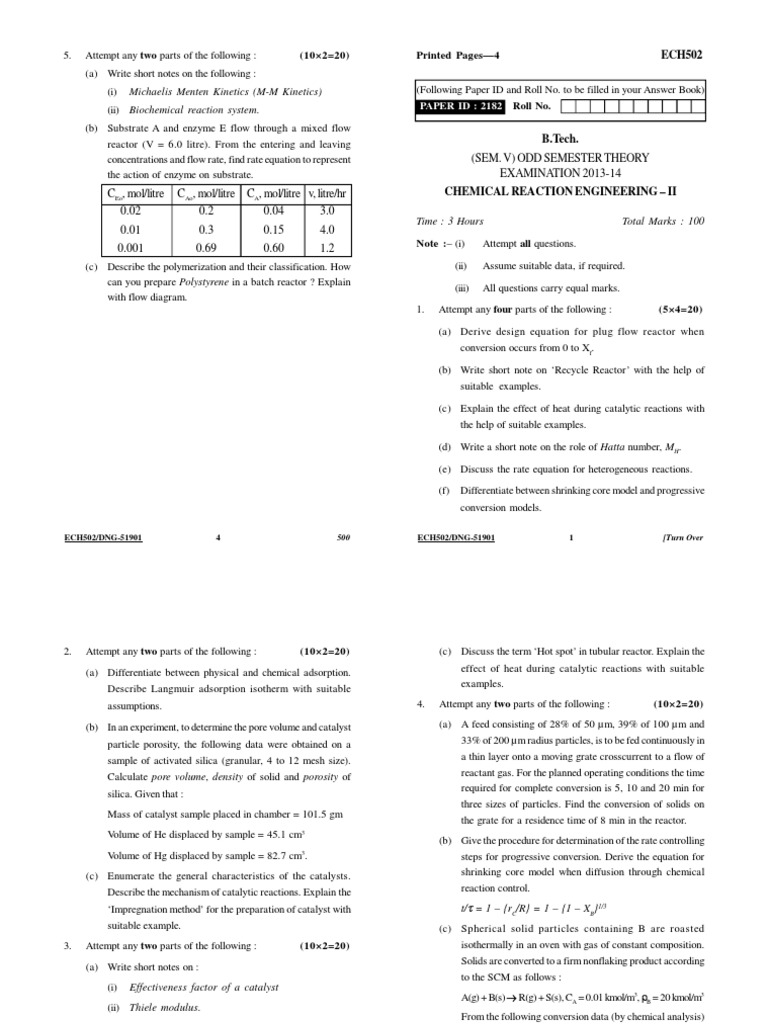 CRE-2 Semester Papers | Download Free PDF | Adsorption | Chemical Reactor