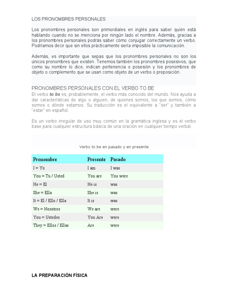 Los Pronombres Personales | PDF | Verbo | Corriendo
