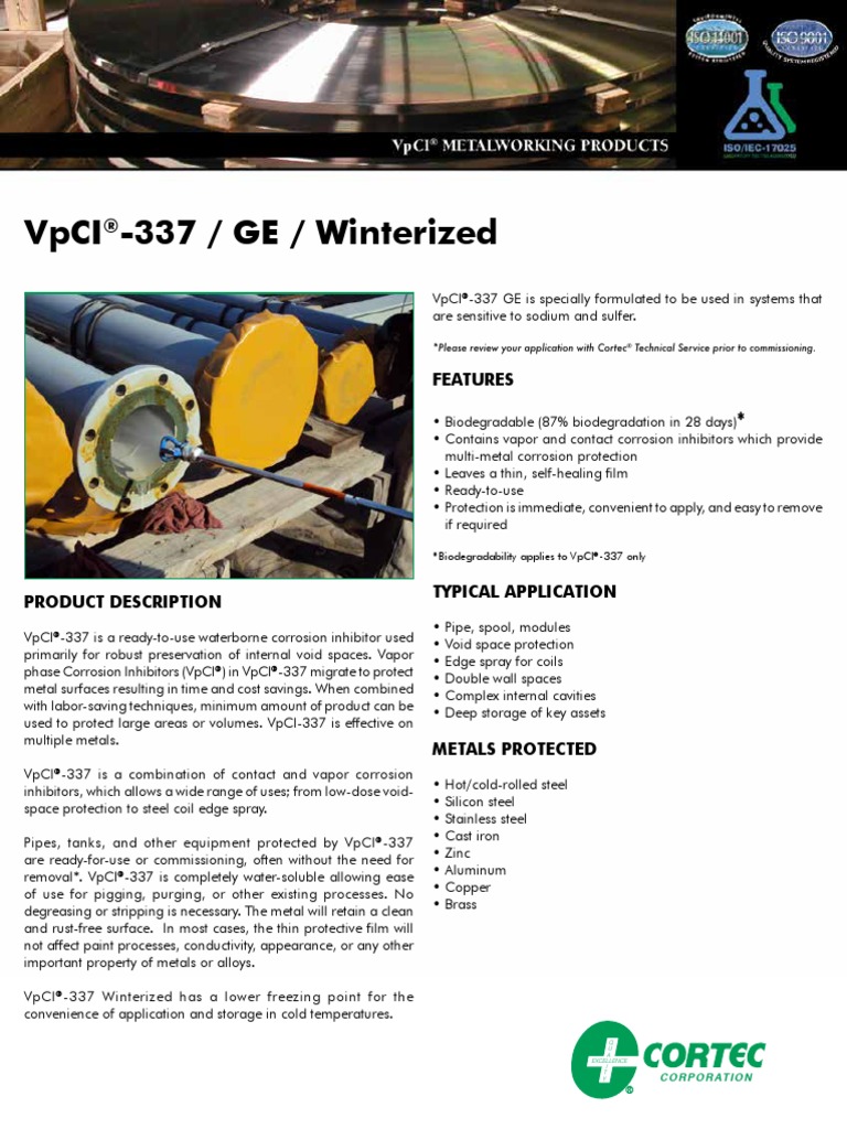 Vpci - 337 / GE / Winterized: Features | PDF | Corrosion | Legal Liability