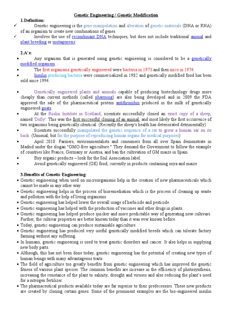Genetic Engineering | PDF | Genetic Diversity | Genetic Engineering