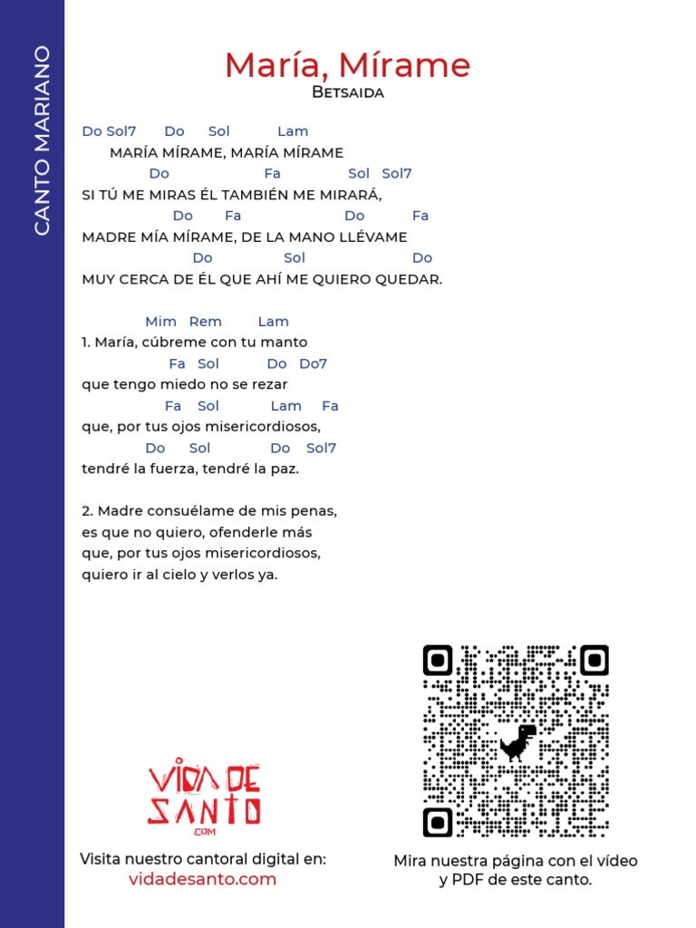 Maria Mirame Acordes y Letra Canto Mariano | PDF