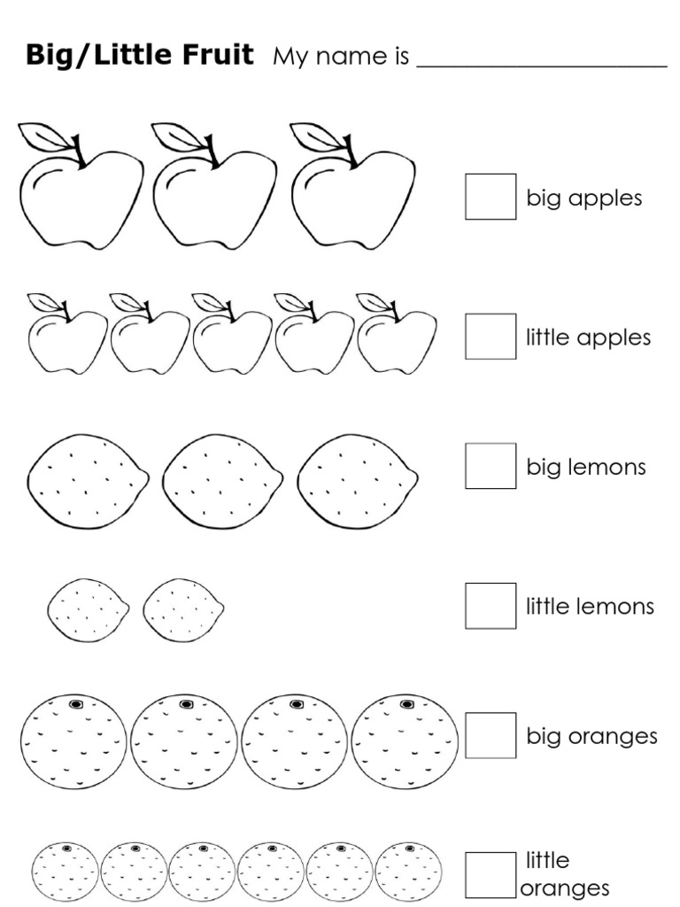 Big and Small Fruit Comparison | PDF