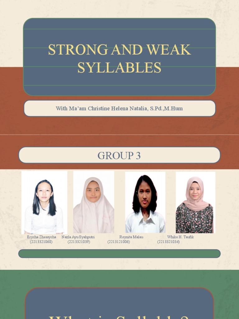 Strong and Weak Syllables | PDF | Syllable | Vowel