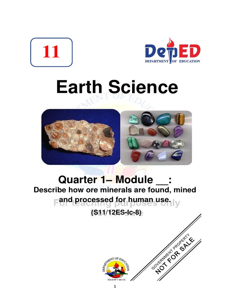 Earth Science: Quarter 1 - Module | PDF | Mining | Gemstone