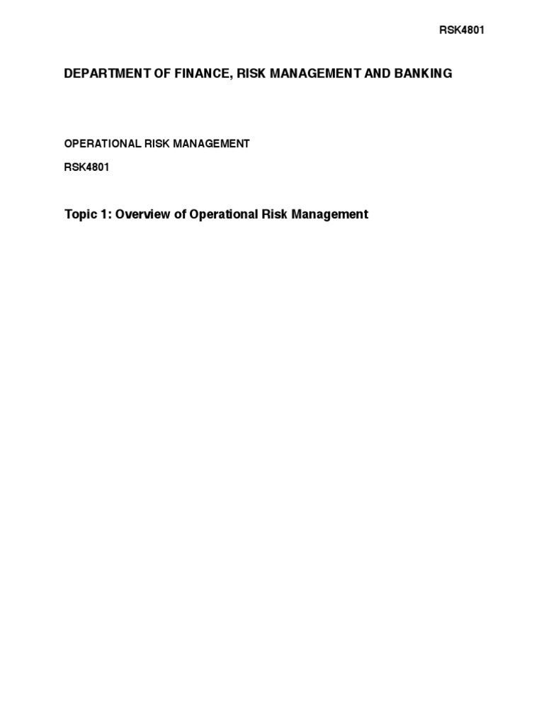 RSK4801 Operational Risk Management Study Guide | PDF | Risk | Governance