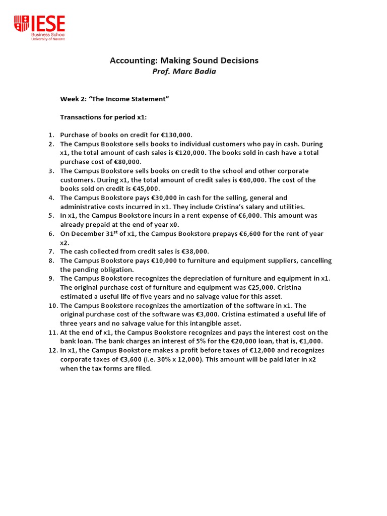 Accounting: Making Sound Decisions: Prof. Marc Badia | PDF