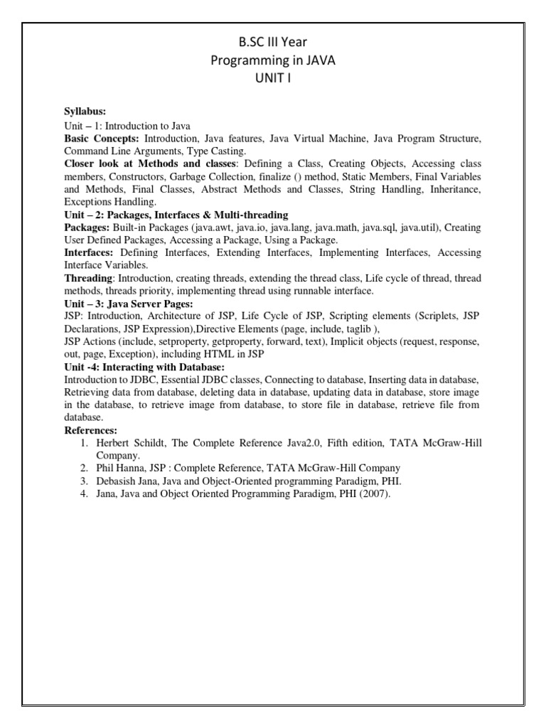 Programming In Java Notes Pdf Java Programming Language Method