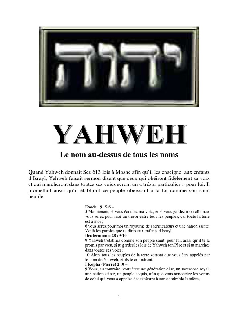 Signification et usage de Yahweh | PDF | Tétragramme | Dénomination de ...