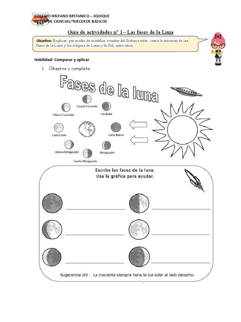 Hoja De Trabajo Sobre Las Fases De La Luna En Formato Pdf