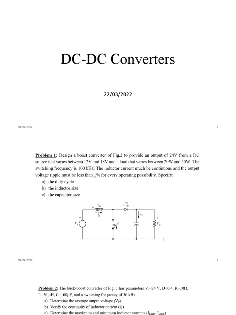 Exercises - Boost Buck-Boost Converter | PDF