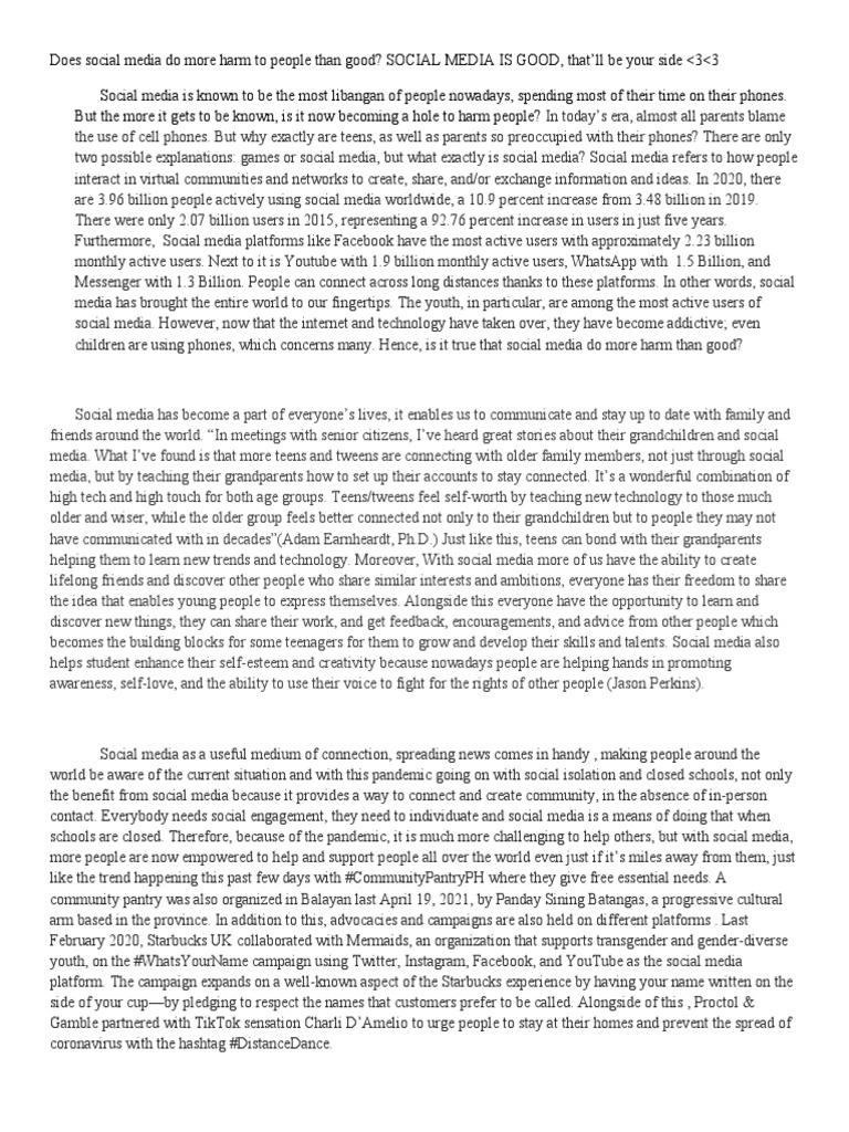 Argumentative Essay (Social Media) | PDF | Social Media | Popular ...