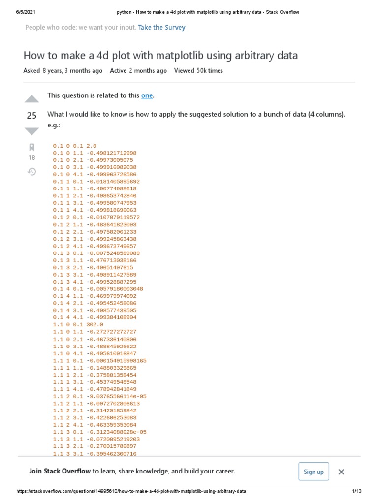 Python How To Make A 4d Plot With Matplotlib Using Arbitrary Data Stack Overflow Pdf 