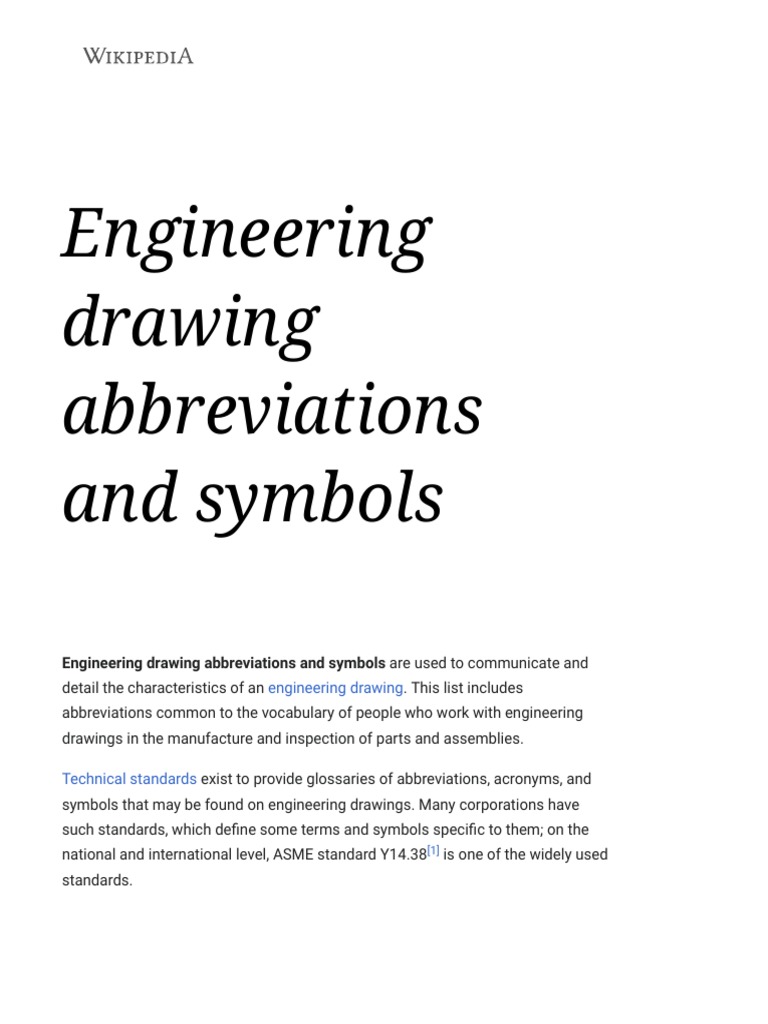 Engineering Drawing Abbreviations and Symbols - Wikipedia | PDF ...