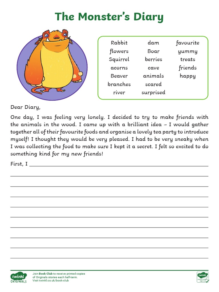 Monster Diary Writing Activity | PDF