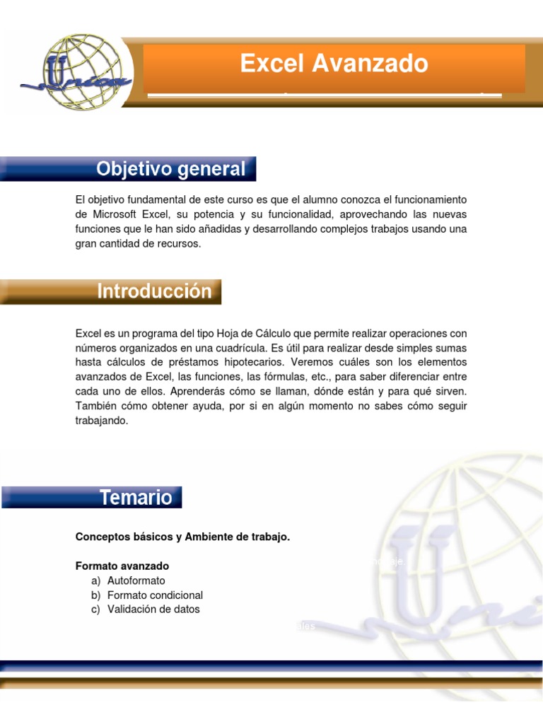 Temario Curso Excel Avanzado | PDF