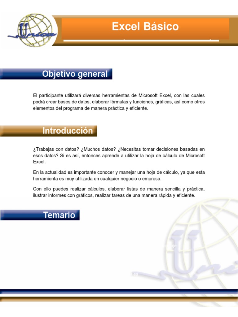 Temario Curso Excel Basico | PDF | Microsoft Excel | Hoja de cálculo