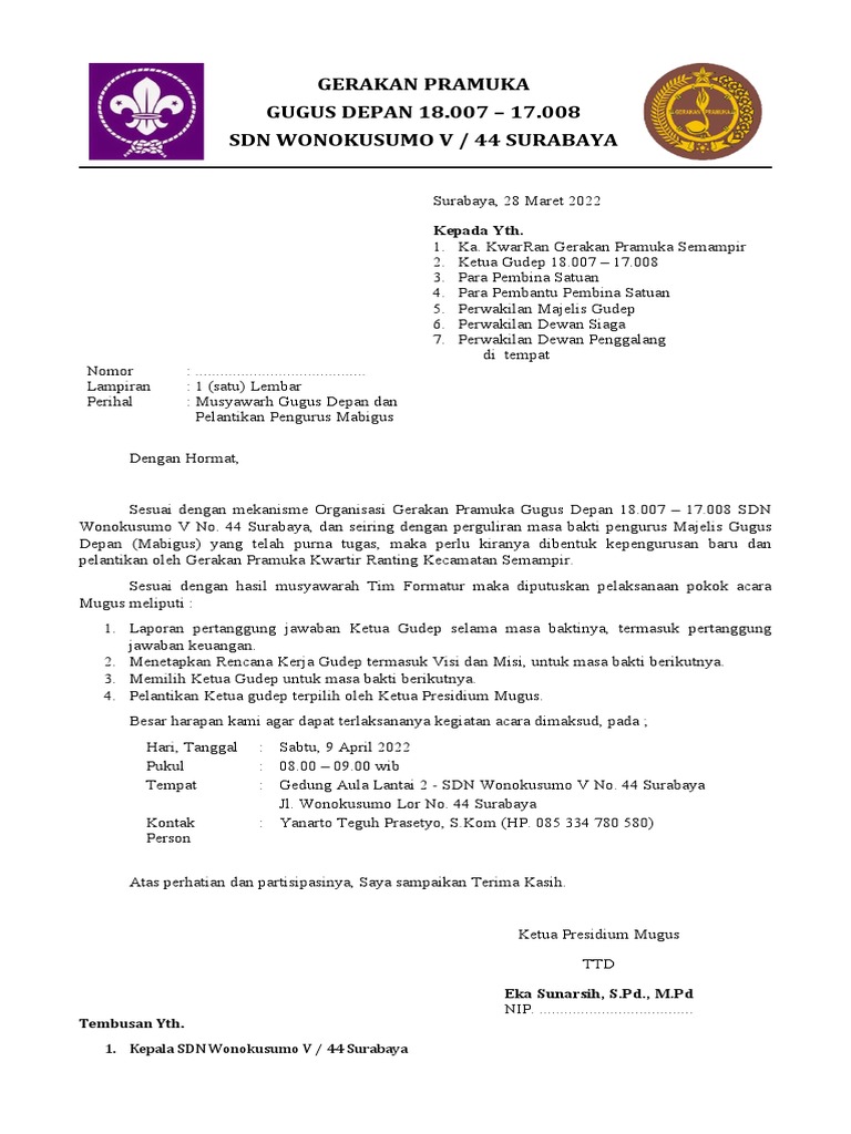 Surat Undangan Mugus Dan Pelantikan Mabigus | PDF