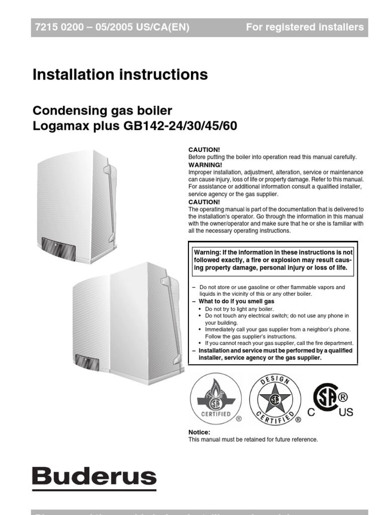 Buderus Installation Manual GB142 | PDF | Water Heating | Boiler