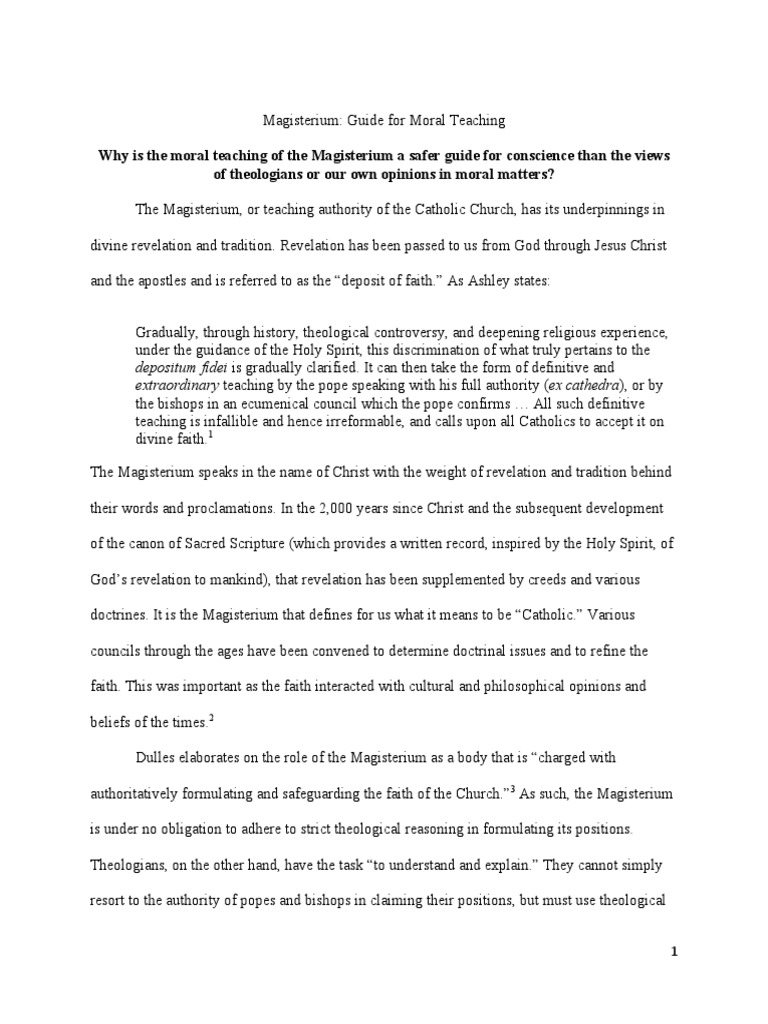 Magisterium Guide For Moral Teaching | PDF | Catholic Church ...