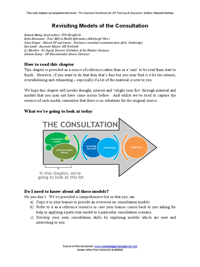04 Consultation Models | Download Free PDF | Medical Diagnosis | Cognition