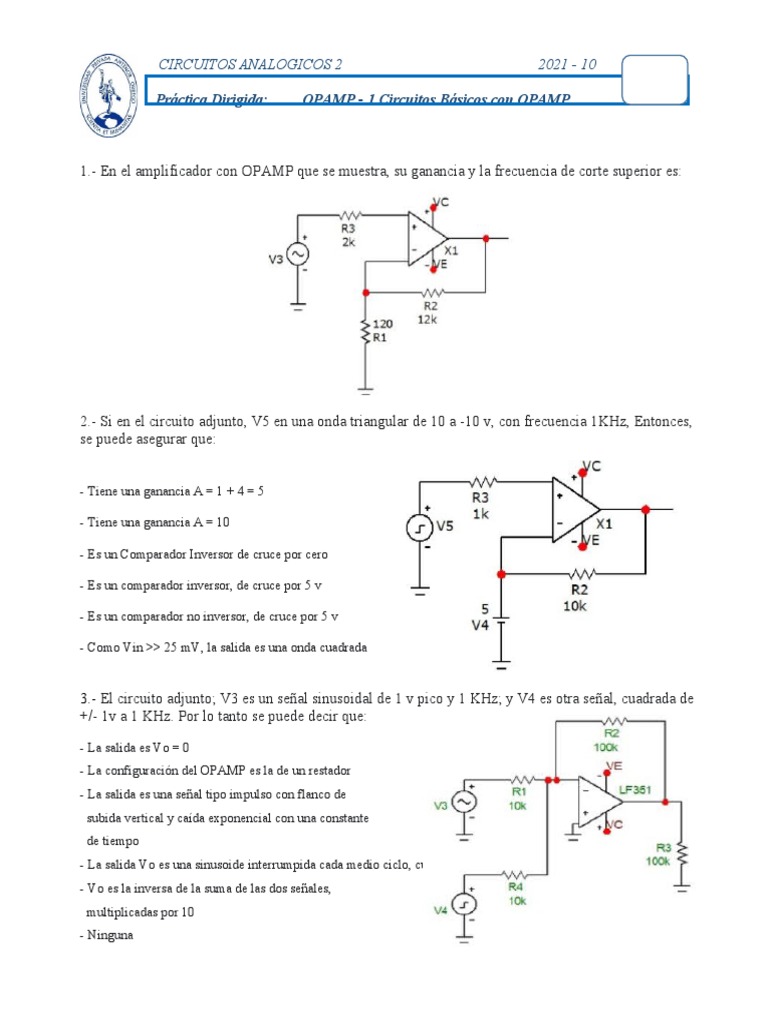 4 PD 09 Opamp 1 | PDF | Amplificador operacional | Ingenieria Eléctrica