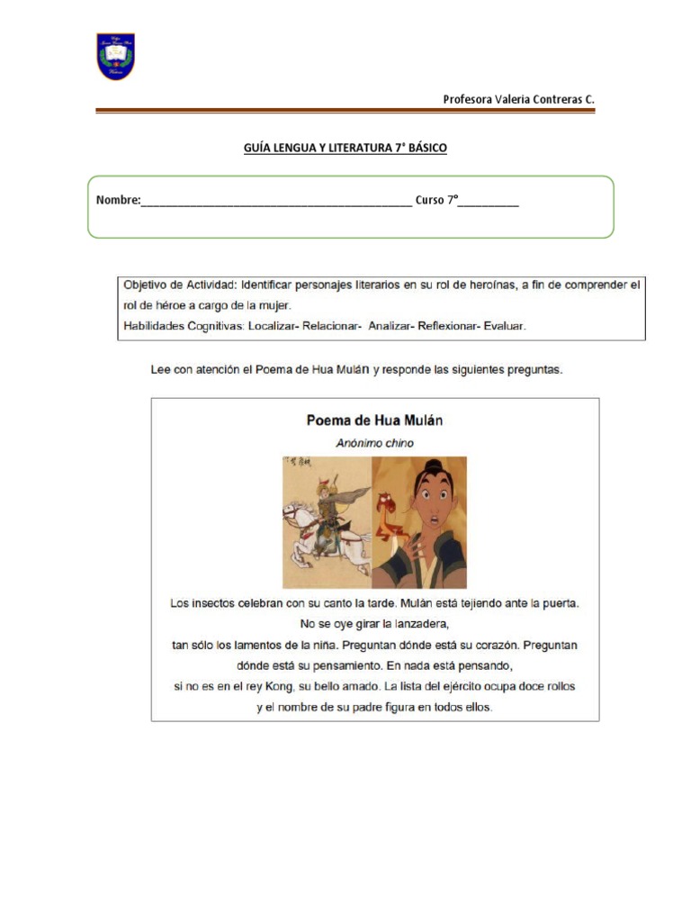 Guía de Lengua y Literatura 7° Básico | PDF