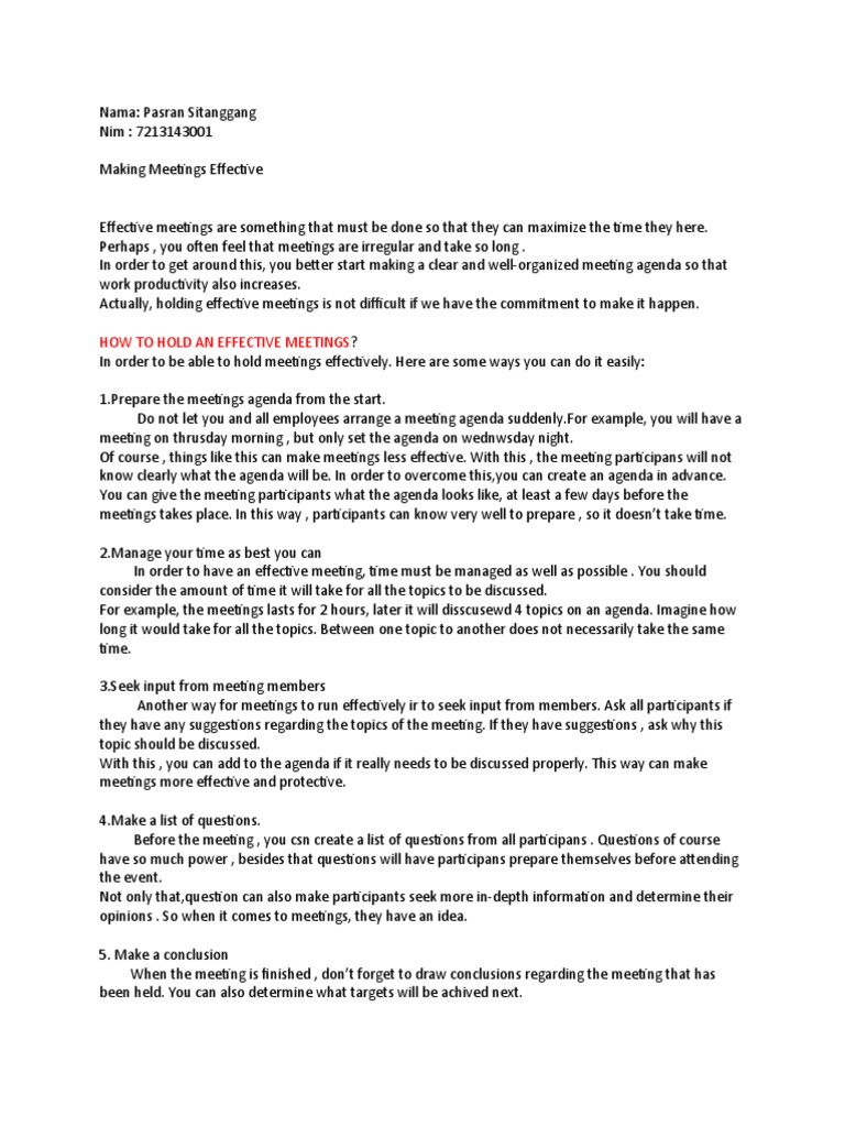 Five Strategies for Conducting Effective Meetings | PDF | Cognition