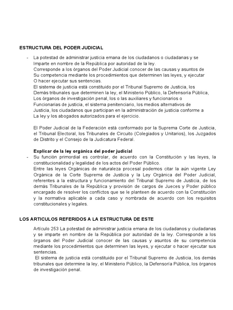 Estructura Del Poder Judicial | PDF | Judicaturas | Instituciones ...
