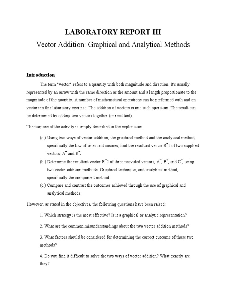 Vector Addition: Graphical and Analytical Methods | PDF | Euclidean Vector | Trigonometric Functions