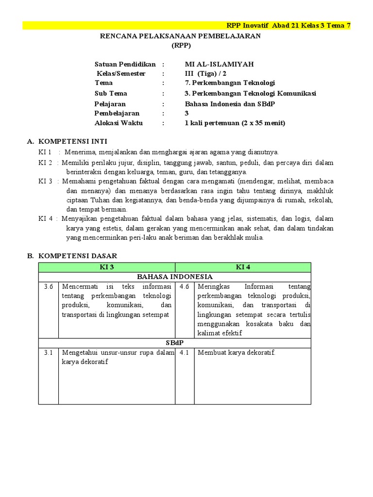 RPP | PDF | Karier & Perkembangan | Seni & Disiplin Bahasa