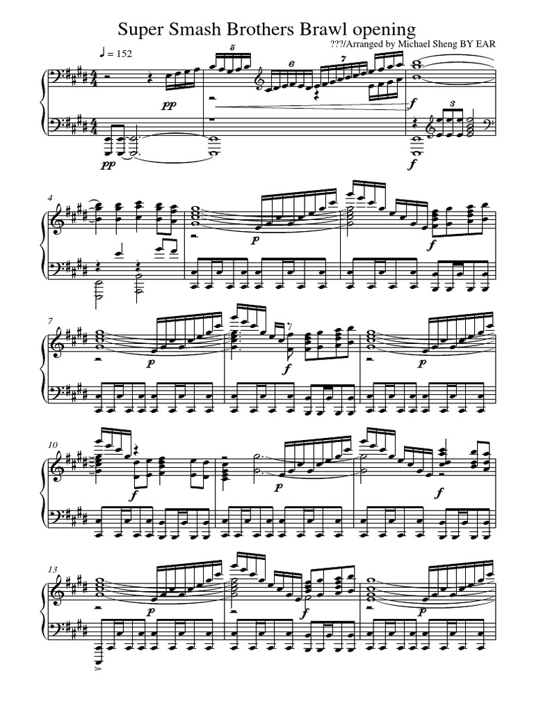 Super Smash Bros Brawl Theme Piano | PDF | Nintendo Franchises | Nintendo