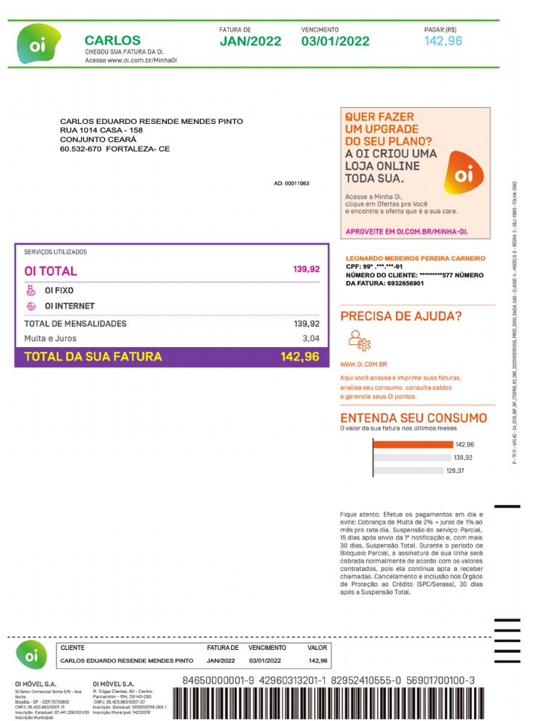 Comprovante Oi | PDF