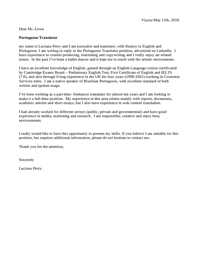 Translator Letter | PDF | Career & Growth
