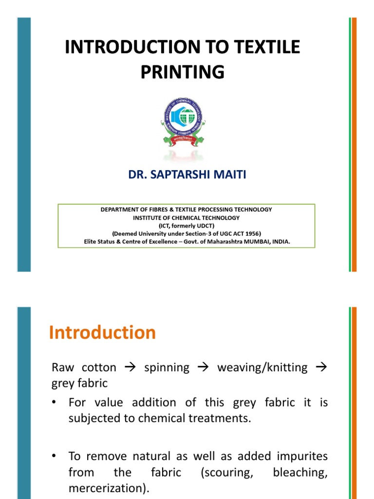 Chapter 1. Introduction To Textile Printing | PDF | Textiles | Dyeing