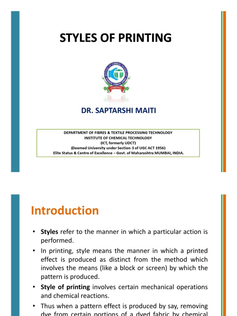 Chapter 5. Styles of Printing | PDF | Dye | Dyeing
