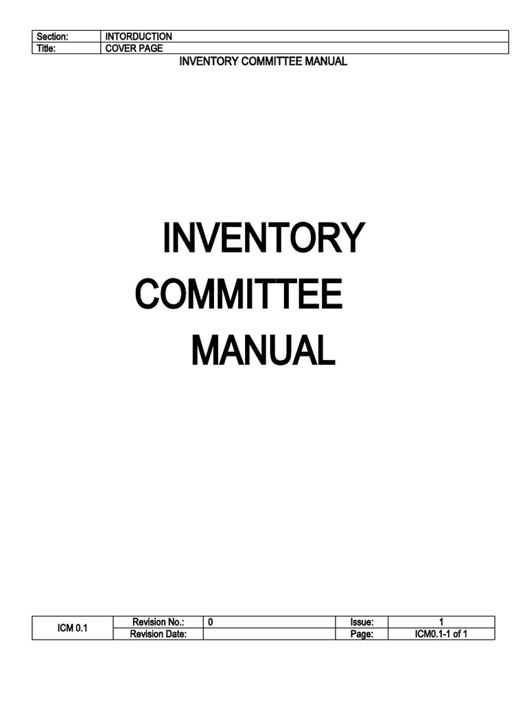 Inventory Committee Manual 1 | PDF | Inventory | Quality Management