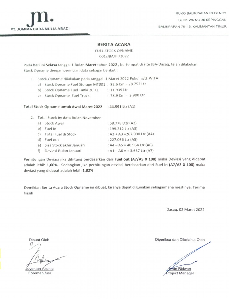 BA Stock Opname | PDF