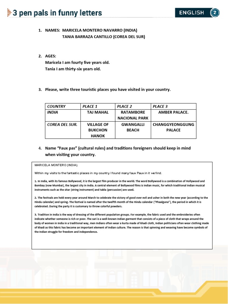 Phase Gettingto Know About My Pen Pals Tania y Maricela | PDF | Wedding ...