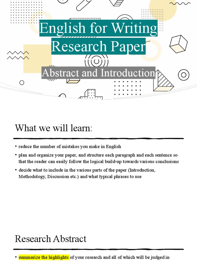 English For Writing Research Paper: Abstract and Introduction | PDF ...