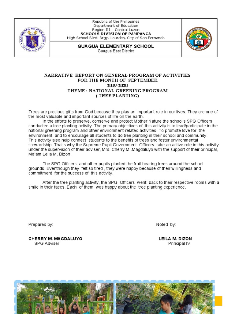 GES - Narrative-Report-SPG-September (Tree Planting) | PDF | Wellness