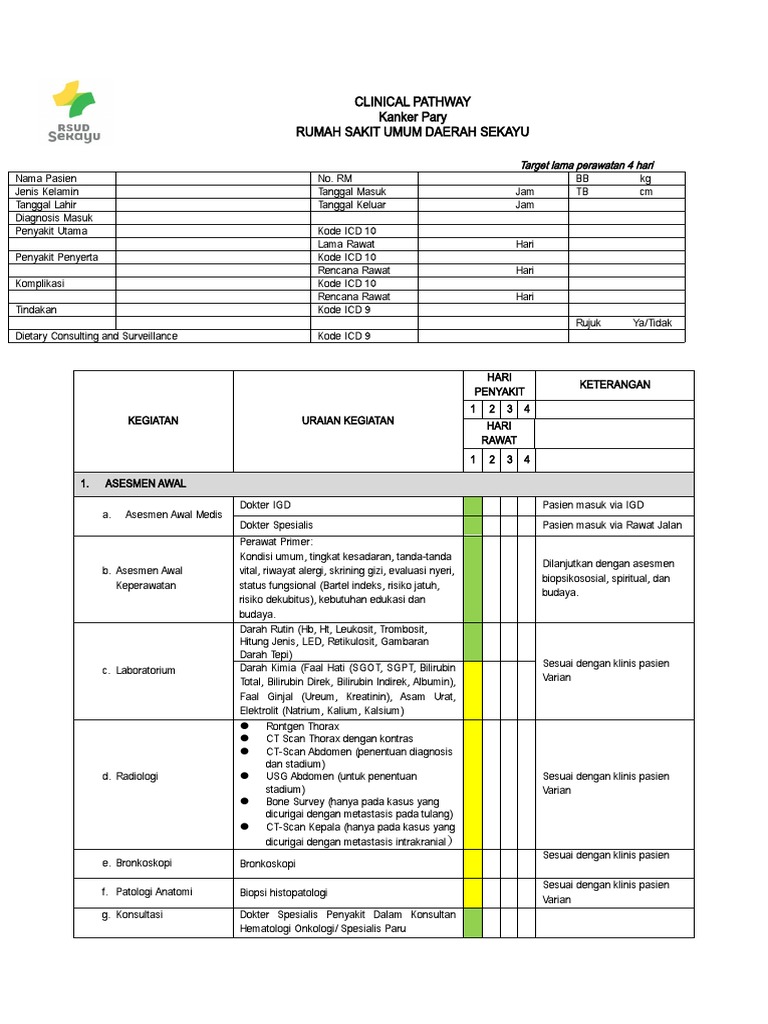 Clinical Pathway Kanker Paru | PDF
