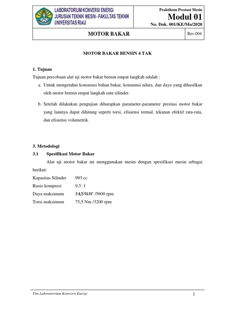 Modul 1 Motor Bakar Rev. 004 | PDF | Teknologi & Rekayasa