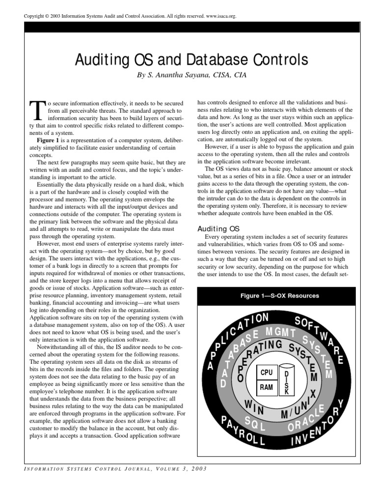 Auditing OS and Database Controls | PDF | Databases | Operating System