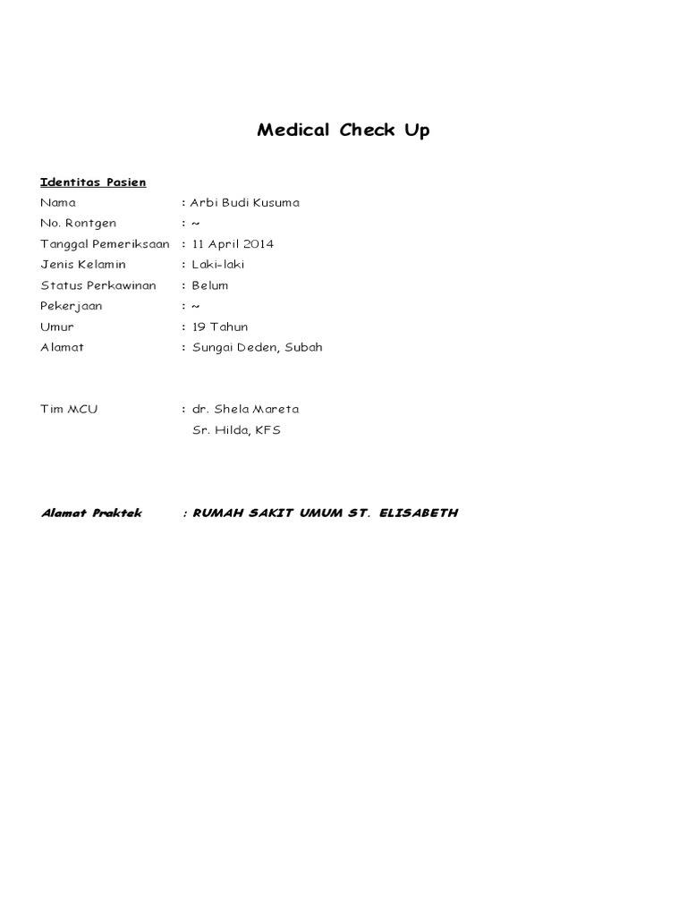 Format Medical Chek Up | PDF